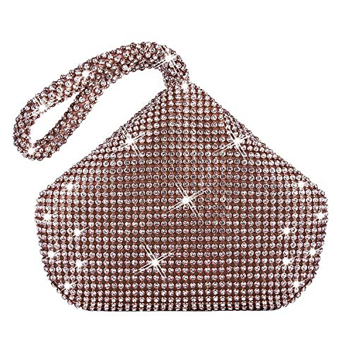 CROWN GUIDE Women's Vintage Evening Bags Clutches Bling Beaded Wedding Party Gowns Formal Prom Purses Handbags With Wristlet Champagne