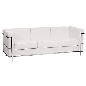 Flash Furniture HERCULES Regal Series Contemporary White LeatherSoft Sofa with Encasing Frame