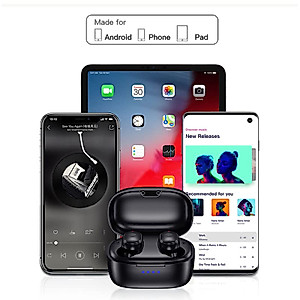 KENKUO Wireless Earbuds, 35Hrs Playtime Bluetooth Earbuds with Microphone, Immersive Premium Sound Ear Buds, Long Distance Connection, Wireless Earphones Compatible with iPhone & Android, White