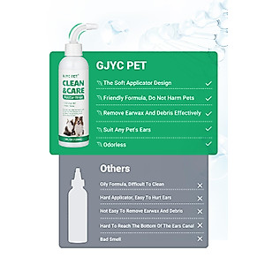 GJYC PET Ear Cleaner for Dogs and Cats,Dog Ear Infection Treatment for Itch Relief, Cleans The Ear Canal from Debris and Buildup Removes Wax, Odor with Aloe 4 Fl oz