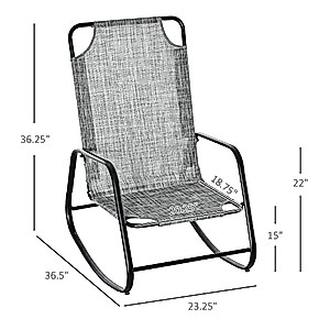 Outsunny Garden Rocking Chair, Outdoor Indoor Sling Fabric Rocker for Patio, Balcony, Porch, Grey