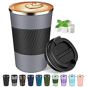 Coffee Travel Mug 12oz Insulated Coffee Mug with Lid Portable Spill-Proof Coffee Travel Mug No Handle Reusable Stainless Steel Mug Keeps Cold and Hot Suitable for Car, Daily, Travel and Gifts