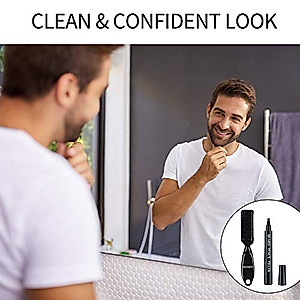 HATIKY Beard Pencil Filler For Men,Water Proof, Long Lasting Beard Pen,Barber Pencil and Beard Brush Male Mustache Repair Shape, Creates Natural Looking Beard, Moustache & Eyebrows (Black)