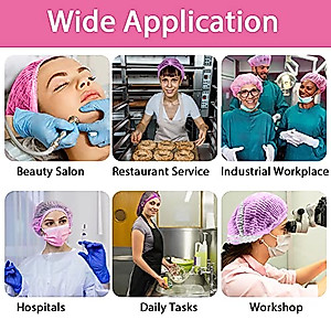 Abnaok Non Woven Shower Caps, 100 PCS Elastic Caps for Food Industries Home & Kitchen Use, Hotels, Restaurant and Hair Salon