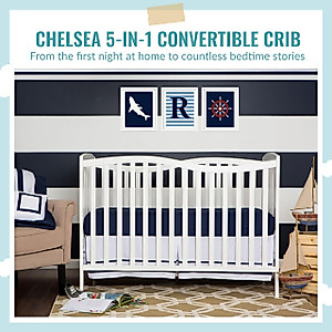 Dream On Me Chelsea 5-In-1 Convertible Crib In White, JPMA Certified