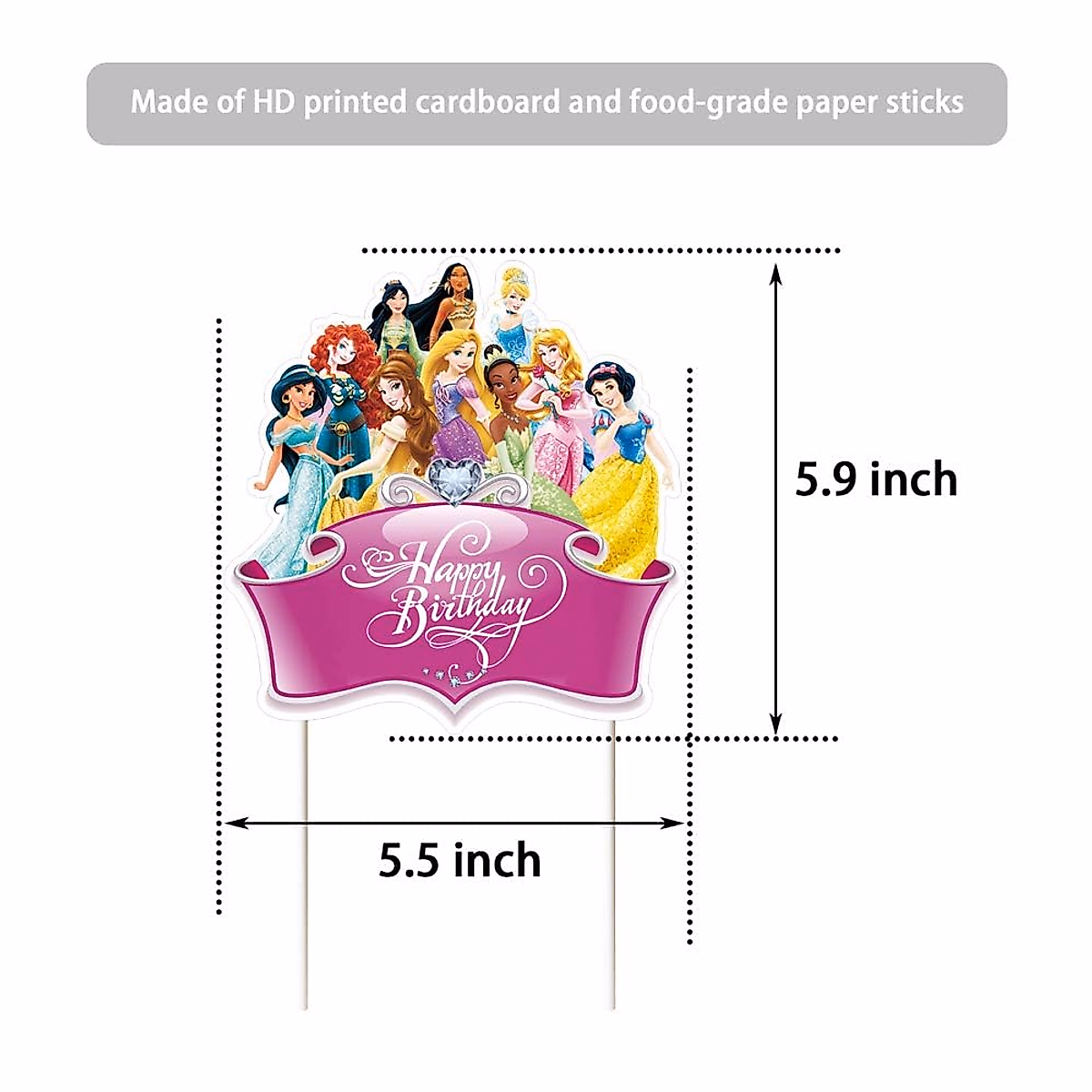 1 Pcs Priness Cake Topper Birthday Decorations for Princess Set Birthday Party Supplies Decor