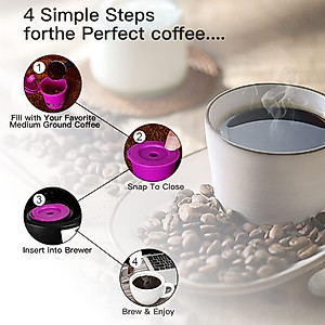 CHULUX Reusable Mesh Coffee Filter Cup 3-Pack Universal Single Serve Refillable Coffee Filters, Black + Purple