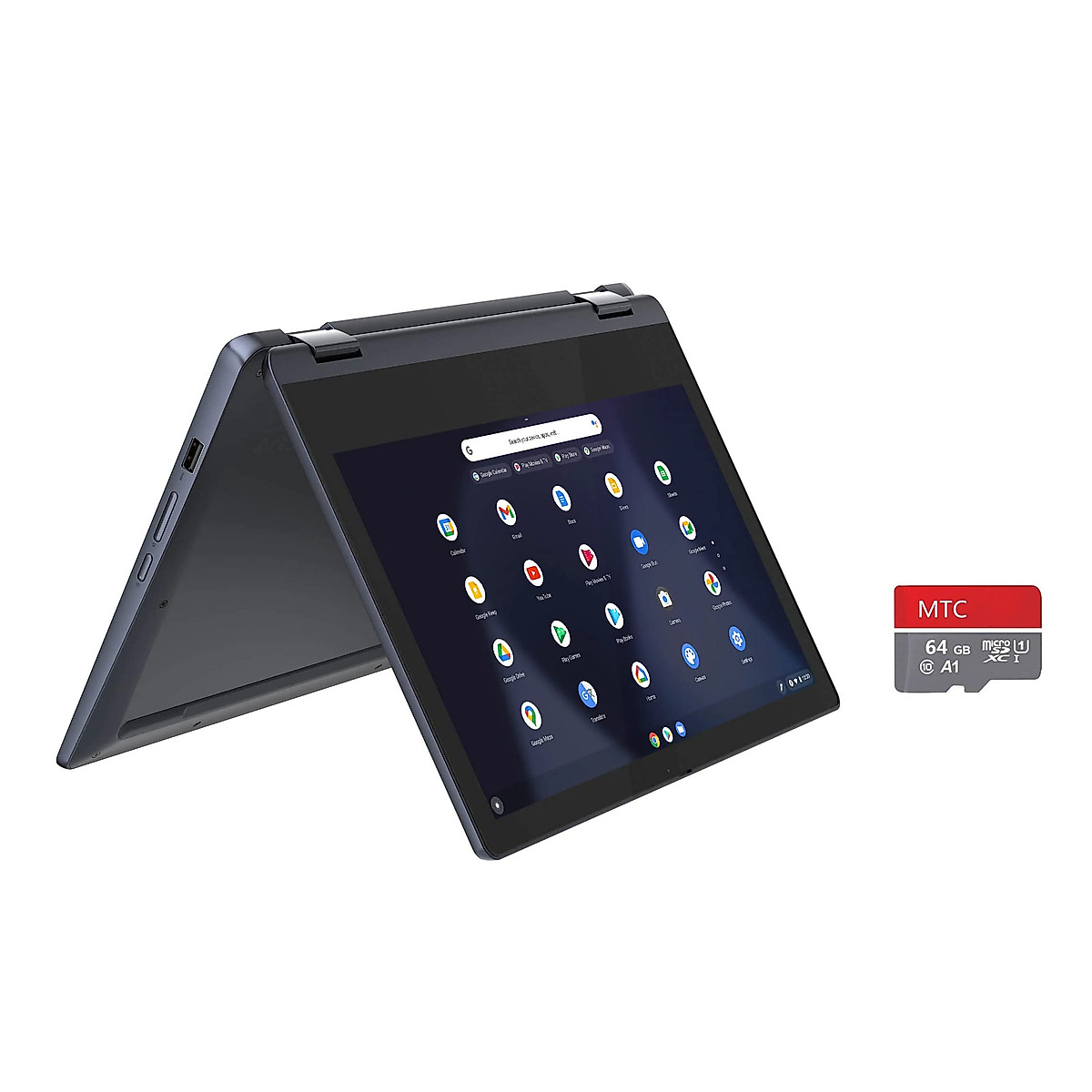 Lenovo Chromebook Flex 3 2-in-1 11.6" HD Touchscreen Laptop, MediaTek MT8183, 4GB RAM, 128GB Storage(64GB eMMC+MTC 64GB Flash Memory), 360° flip-and-fold, Chrome OS, Abyss Blue