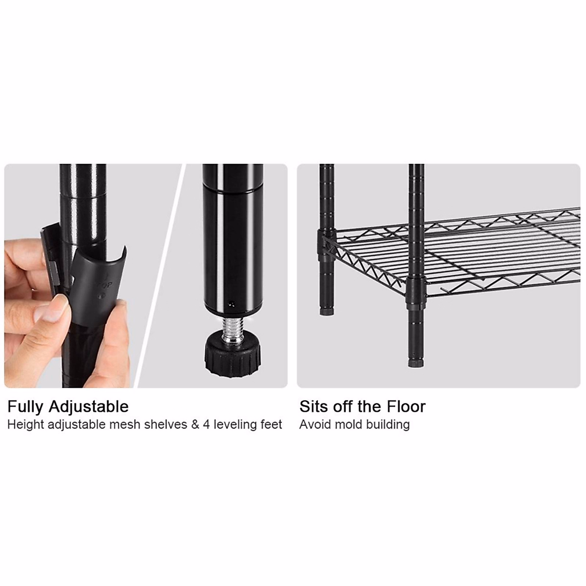 3-Tier Heavy Duty Shelving Unit,Metal Storage Rack Durable Organizer,for Pantry Closet Kitchen,Laundry,Organization, Black (35.4 x 13.7 x 31.5) Inchs