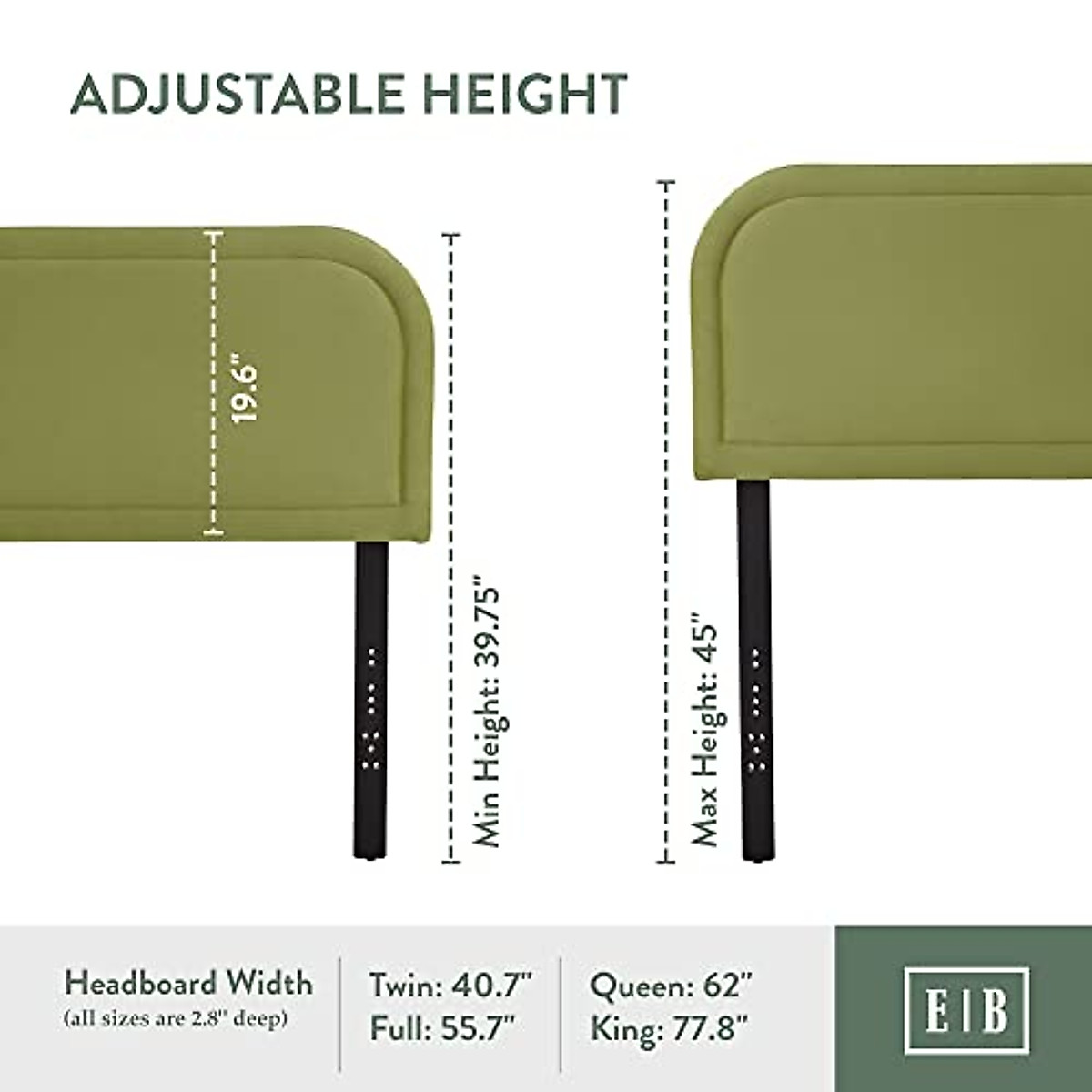 Edenbrook Miller Low Profile, Performance Velvet Headboard for Queen Size Bed-Green Upholstered Queen Headboard