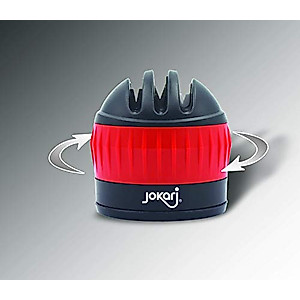 Jokari Knife Sharpener with Suction Kitchen Safety Seals to the Counter for One Handed Sharpening of Knives. In 3 Steps Blades Make Diamond Sharp Slices Rated Near Chef Quality. Skip the Electric Tool