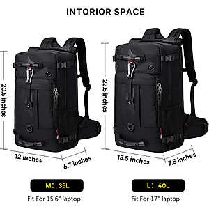 KAKA Travel Backpack, Carry On Backpack Durable Convertible Duffle Bag Fit for 17.3 Inch Laptop for Men and Women(Large 40L)