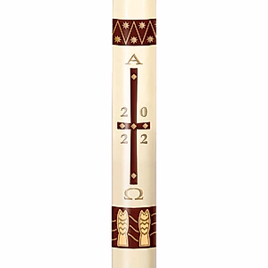 CB Church Supply Candle Will and Baumer - Divine Light Handcrafted Fishers of Men Paschal Candle with Beeswax Core, 1.5 x 33-Inch, No 2