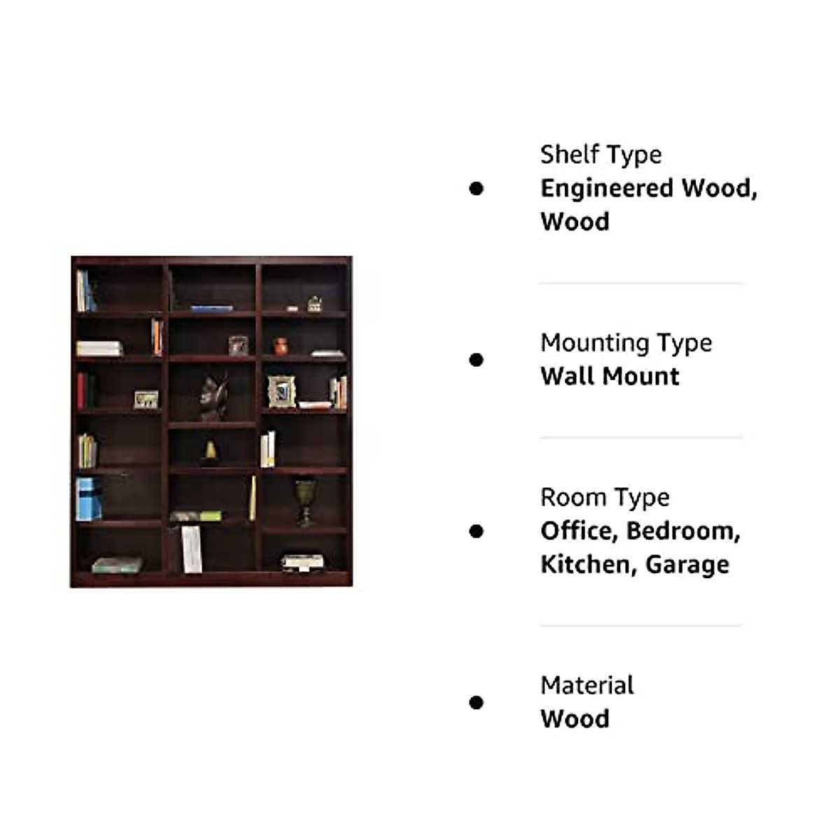 Traditional 84" Tall 18-Shelf Triple Wide Wood Bookcase in Cherry