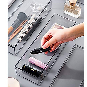 AIYoo Transparent Flatware Tray Kitchen Drawer Organizer With Lid - Plastic Kitchen Cutlery Tray and Utensil Silverware Storage Container with Cover - Dinnerware Holder for Camper Picnic