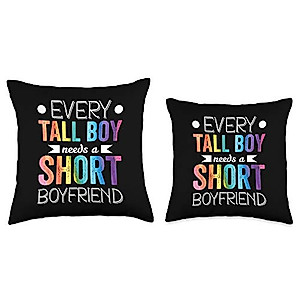 LGBTQ Pride Boyfriend Gay Couple Gift Ideas Every Tall Boy Needs Short Boyfriend LGBT Valentines Day Throw Pillow, 18x18, Multicolor