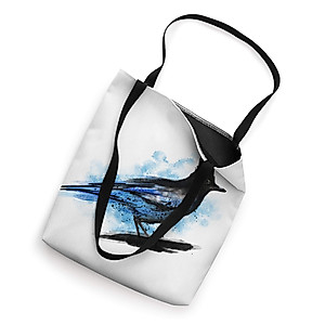 Watercolor blue stellar jay bird artistic animal watercolour Tote Bag