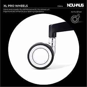 Nouhaus Cobra Office Chair - Office Chair or Desk Chair with Extra Large Caster Wheels XL Pro Rims - High Spec Office Chairs for Adults, Ergonomic Chair (White/Black)