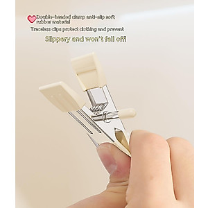 10/30/50Pcs Space-Saving Clothespin, Upgrade Double Head Clamp Dipped Hanger for Closet Hooks Garment Clip Hat Pants Storage Hanging Travel Hook (White, 10PCS)