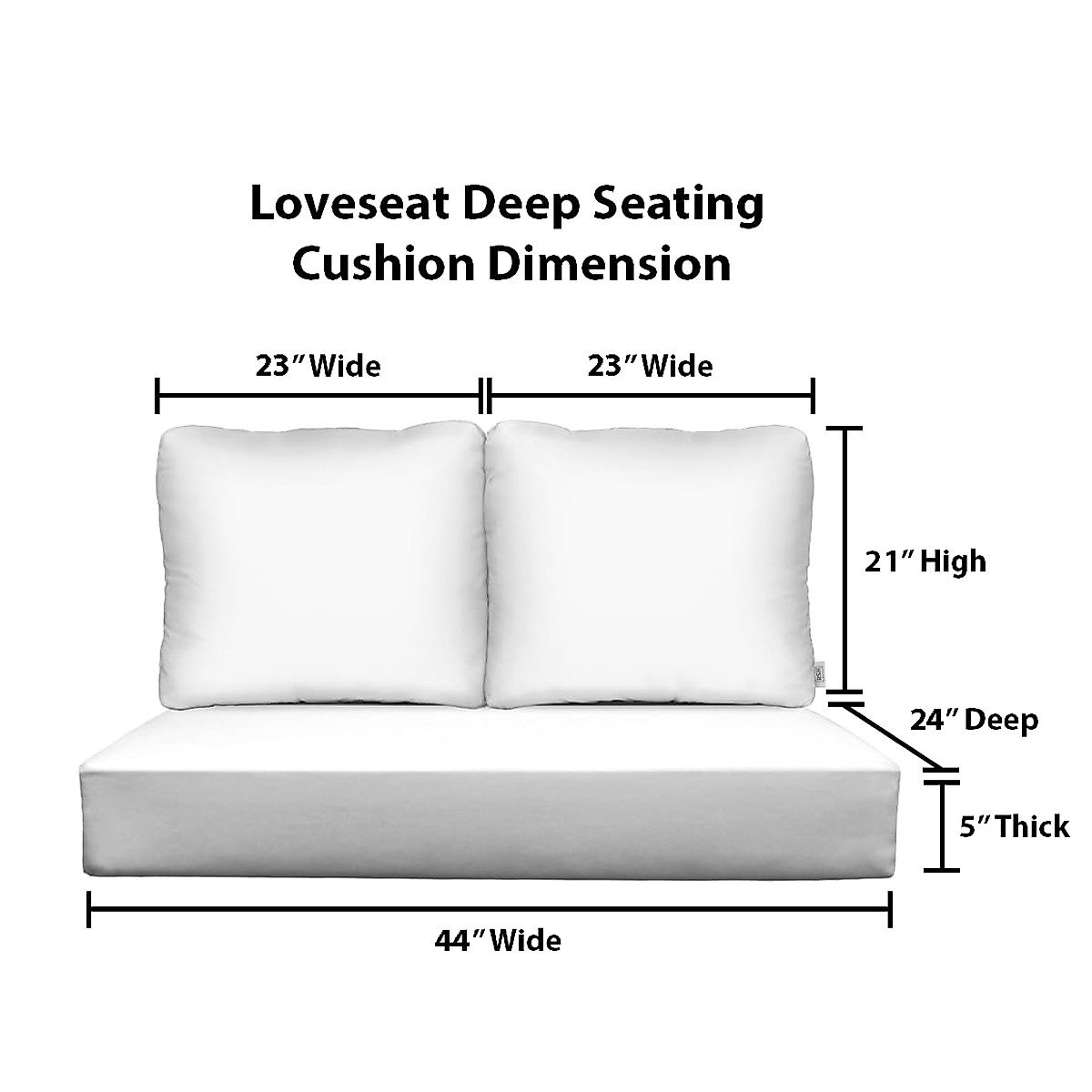 RSH DECOR: Deep Seating Loveseat Cushion Set | 44” x 24” Loveseat | All-Weather Spun Fabric | Water-Resistant | Outdoor Foam Settee and Pillow Back Cushions for Patio Furniture | Orange