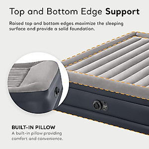 Intex Dura Beam Plus Deluxe Raised Pillow Inflatable Blow Up Portable Firm Air Mattress with Built-in Internal Air Pump, King-Sized Bed