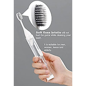 prony 5 in 1 Portable Travel Toothbrushes with Built-in Refillable Toothpaste Tube, Built-in Toothbrush Case, Extra Soft Bristles and 2 Additional Replaceable Toothbrush Heads, Travel Size Toiletries