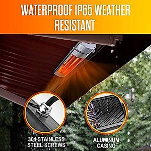 Electric Patio Heater, 1500W Outdoor Heater, VQVG Wall Mount Heater, Infrared Outdoor Heater with Remote Control, 3 Heating Modes, Instant Heat, Waterproof IP65 for Patio Garage (Silver)