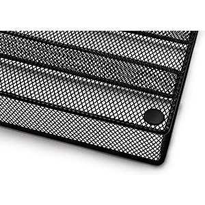 Flatware Drawer Organizer - Slip Resistant Kitchen Tray with 6 Sections to Neatly Arrange Cutlery and Serving Utensils. Also Great to Keep Your Desk Drawer and Office Supplies Well Organized (Black)