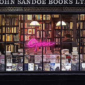 LED Neon Open Sign, MOLCOVEX 15"x 7.3" Business Open Sign with Remote, Adjustable Brightness Open Neon Lights for Restaurant Bar Salon Stores Hotel Wall Decor Light Open Sign (Pink)