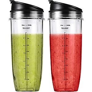 Replacement Part for Nutri Ninja Blender 2-Pack 32oz Replacement Cups Compatible with Nutri Ninja Auto-iQ Series Blenders