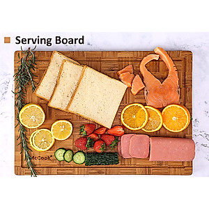 MC21G black Knife Sets of 15 + MCW12 Bamboo Cutting Board(Large, 17"x12"x1")