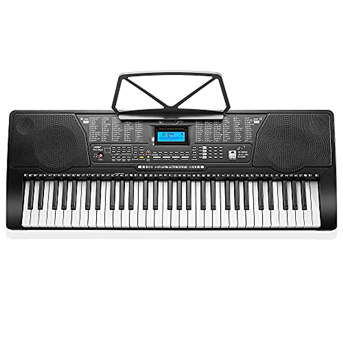 Ashthorpe 61-Key Digital Electronic Keyboard Piano with Light Up Keys, Beginner Kit Includes Headphones, Mic and Keynote Stickers