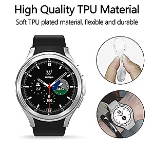 [4+4 Pack] BHARVEST for Samsung Galaxy Watch 4 Classic 46mm Screen Protector and Case, 4 Packs Flexible TPU Frame Cover with 4 Sets Tempered Glass Protective Film for Galaxy Watch 4 Classic 46mm