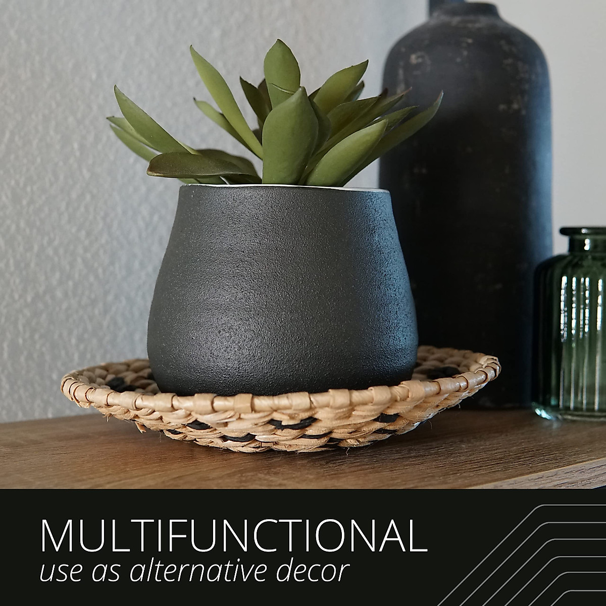 VESPR Rattan Wall Basket Decor with Included Wall Hooks – Bohemian Handmade Wall Art - Centerpiece Decorations - Set of 4 Woven Baskets - Perfect Rustic Home Décor for Kitchen, Living Room, Bedroom