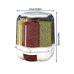 XGZ 6-Grid Grain Dispenser Rotating Kitchen Storage Containers Cereal Storage Containers Rice Dispenser Food Storage Containers Airtight Containers,27X32cm/10.6X12.6in