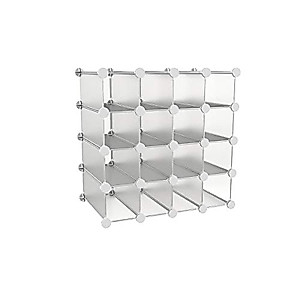 Lavish Home Piece 16 Cube Interlocking, Customizable, Stackable Modular Cubby Shelving for Organization and Storage (White), (L) 30” x (W) 18.1” x (H) 29.5
