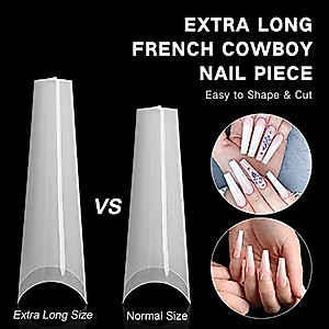 TOEDO 240pcs Extra Long Coffin Nail Tips 12 Sizes Artificial XXL Long Ballerina False Nail Tip with Box for Nail Salon and Home DIY