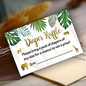 Diaper Raffle Tickets, Baby Shower Invitations Insert Cards, Baby Shower Game (50 Pack) Jungle Safari, Green