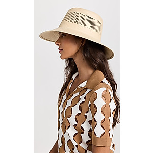 Brixton Women's Lopez Panama Straw Bucket Hat, Catalina Sand, Tan, M