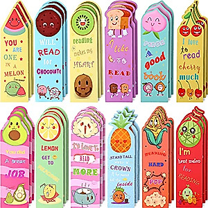 Bookmarks Scratch and Sniff Bookmarks Fruit Theme Scented Fun Bookmarks Assorted Cute Bookmarks for Students, Teens, Food Lovers, 36 Pieces 12 Styles