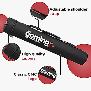 The Gaming Mat Company 2 Player Compatible Pokemon Playmat for Pokemon Cards- 28" x 18" x 0.16" Black & Red Battle Mat Stadium Board & Carry Case/Tube