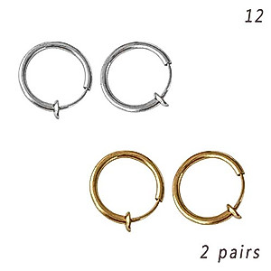 Clip on Body Nose Lip Ear Fake Retractable Earrings Hoop Earrings Septum 2 Pairs KANGMOON