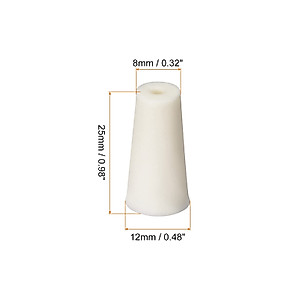 Rebower Solid Lab Rubber Stoppers Drilled Silicone Plugs, [for Glass Ports, Pipe Mouths] - 8-12mm /Beige/ 5Pcs