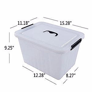 Farmoon 20 Quart Clear Latching Storage Bin with Handle, 4 Packs Plastic Storage Boxes