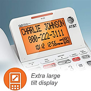 AT&T CL4940 Corded Standard Phone with Answering System and Backlit Display, White