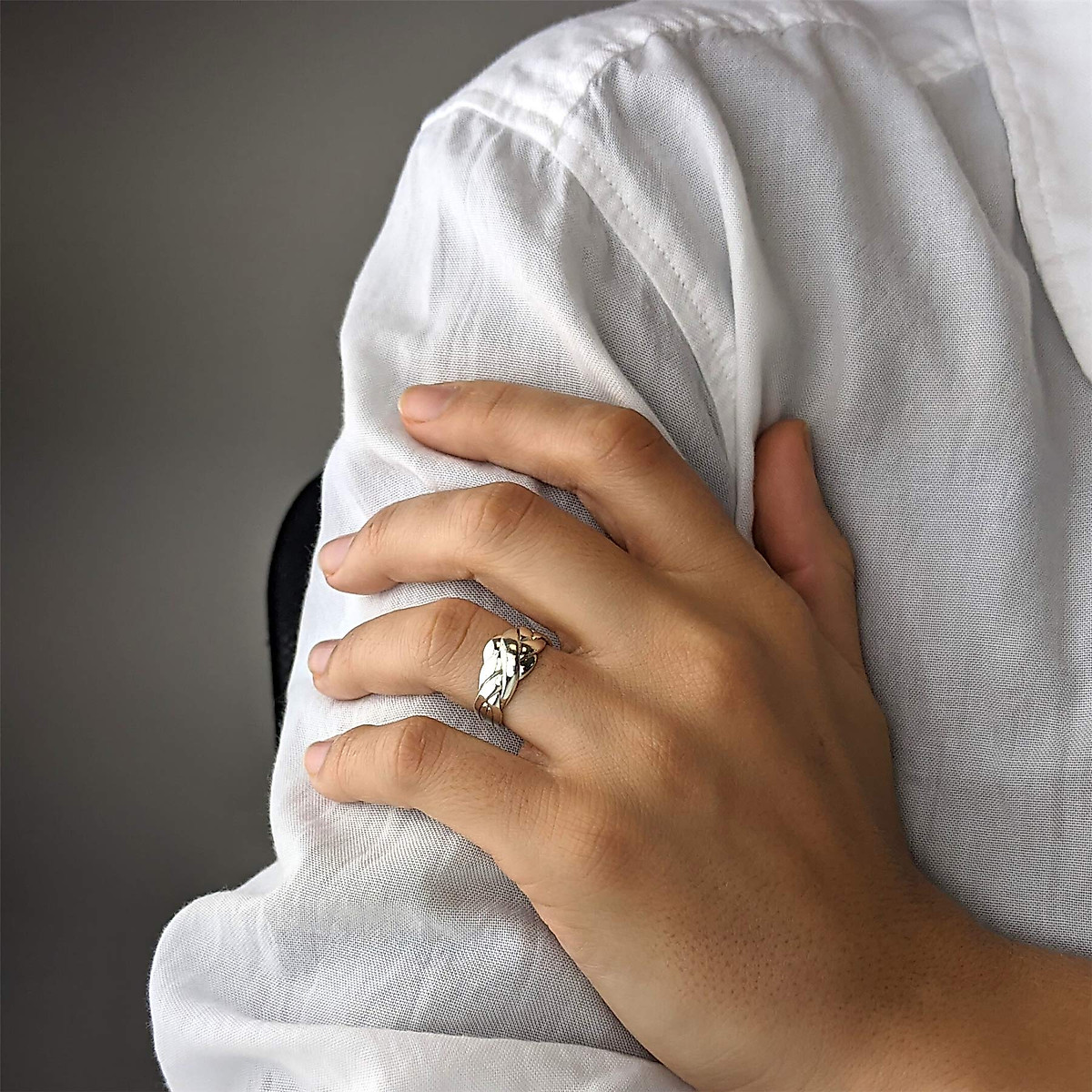 Silverly Puzzle Rings Women Sterling Silver - 925 Sterling Silver Ring - Braided Woven Multiband Promise Ring for Men - Women's Wedding Band - Turkish Wedding Rings His and Hers