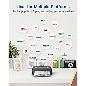 POLONO A400 Bluetooth Thermal Label Printer - 4x6 Label Printer for Small Business Shipping Packages - Portable Printer Wireless Printer for iPhone, Android & PC, Compatible with Amazon, Ebay, USPS