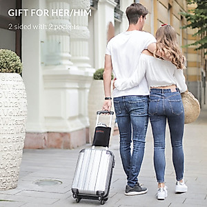 simpletome Luggage Cup Holder Hands-Free Travel Drink Caddy Bag Attachment Simple Style Elastic Materials Easy to Install and Remove(Black)