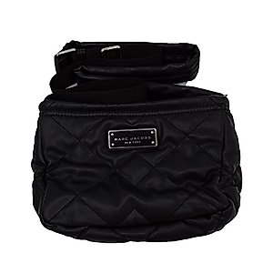 Marc Jacobs H108M01RE21 Black With Silver Hardware Leather Diamond Quilted Women's Crossbody Bag