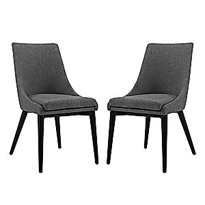 Modway Viscount Mid-Century Modern Upholstered Fabric Two Kitchen and Dining Room Chairs in Gray